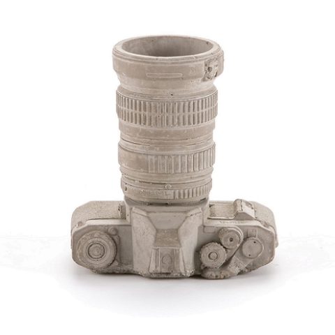 Concrete Camera Vase- Sm Cement Camera Pot