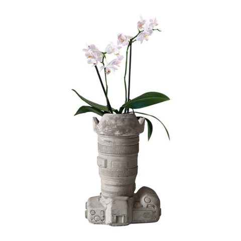 Concrete Camera Vase- Lg Cement Camera Pot